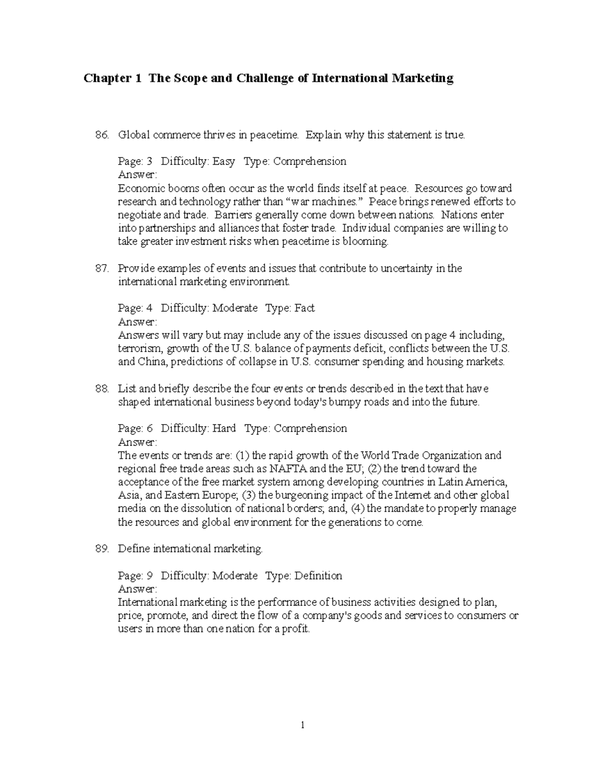 CHAP001 3 - Global commerce thrives in peacetime. Explain why this statement is true. Page: 3 ...