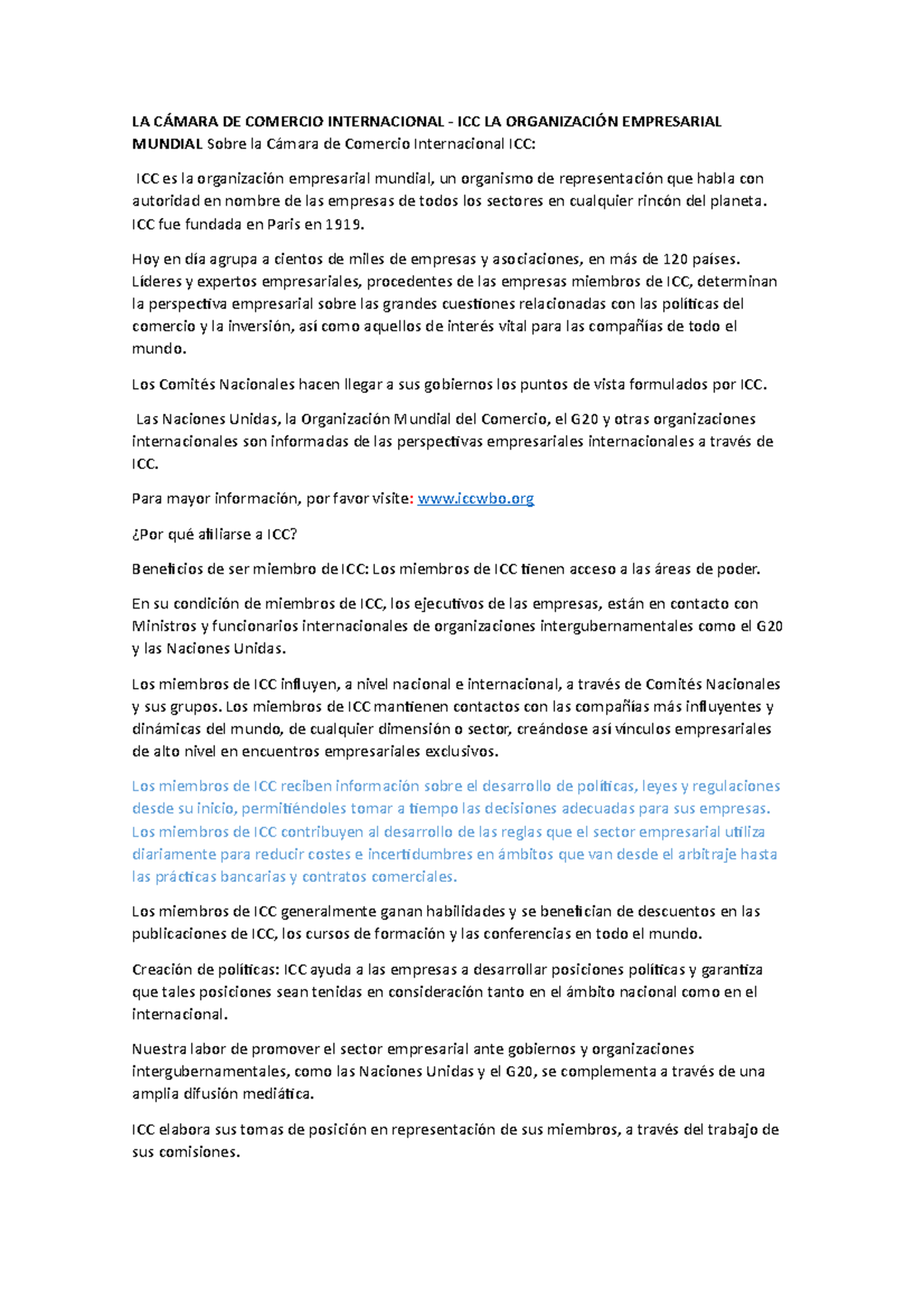 LA Camara DE Comercio Internacional - LA CÁMARA DE COMERCIO ...