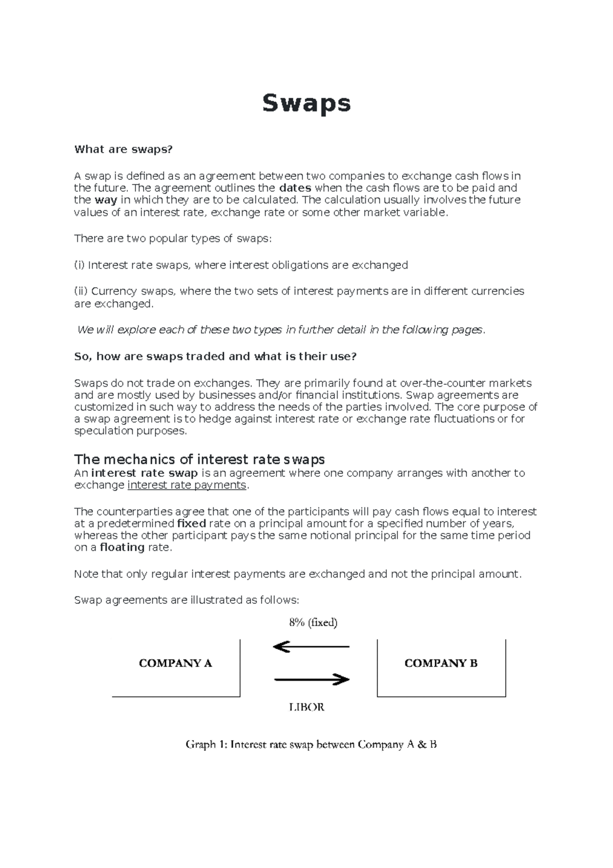 Wk 10 Swaps - Lecture notes 4-10 - Swaps What are swaps? A swap is ...