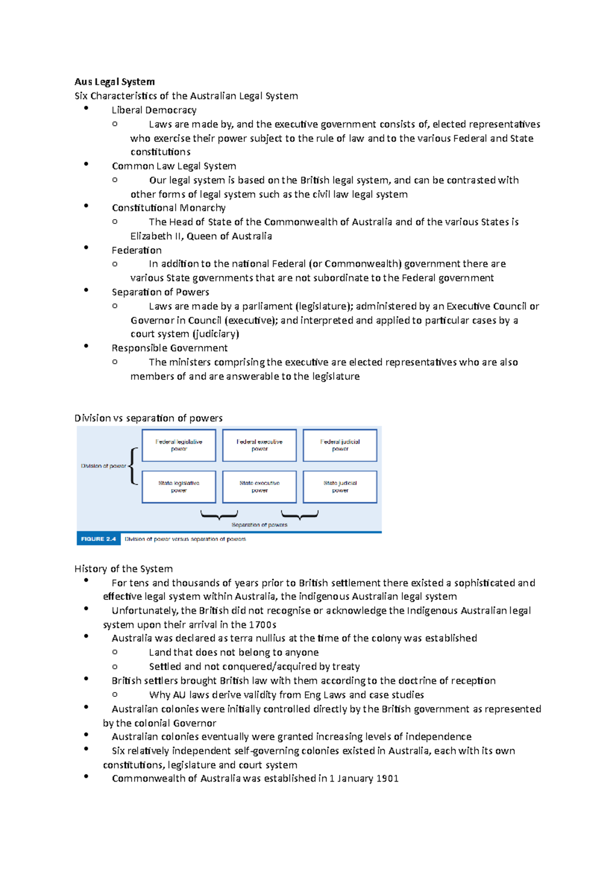 Bound - Lecture notes 1-12 - Aus Legal System Six Characteristics of ...