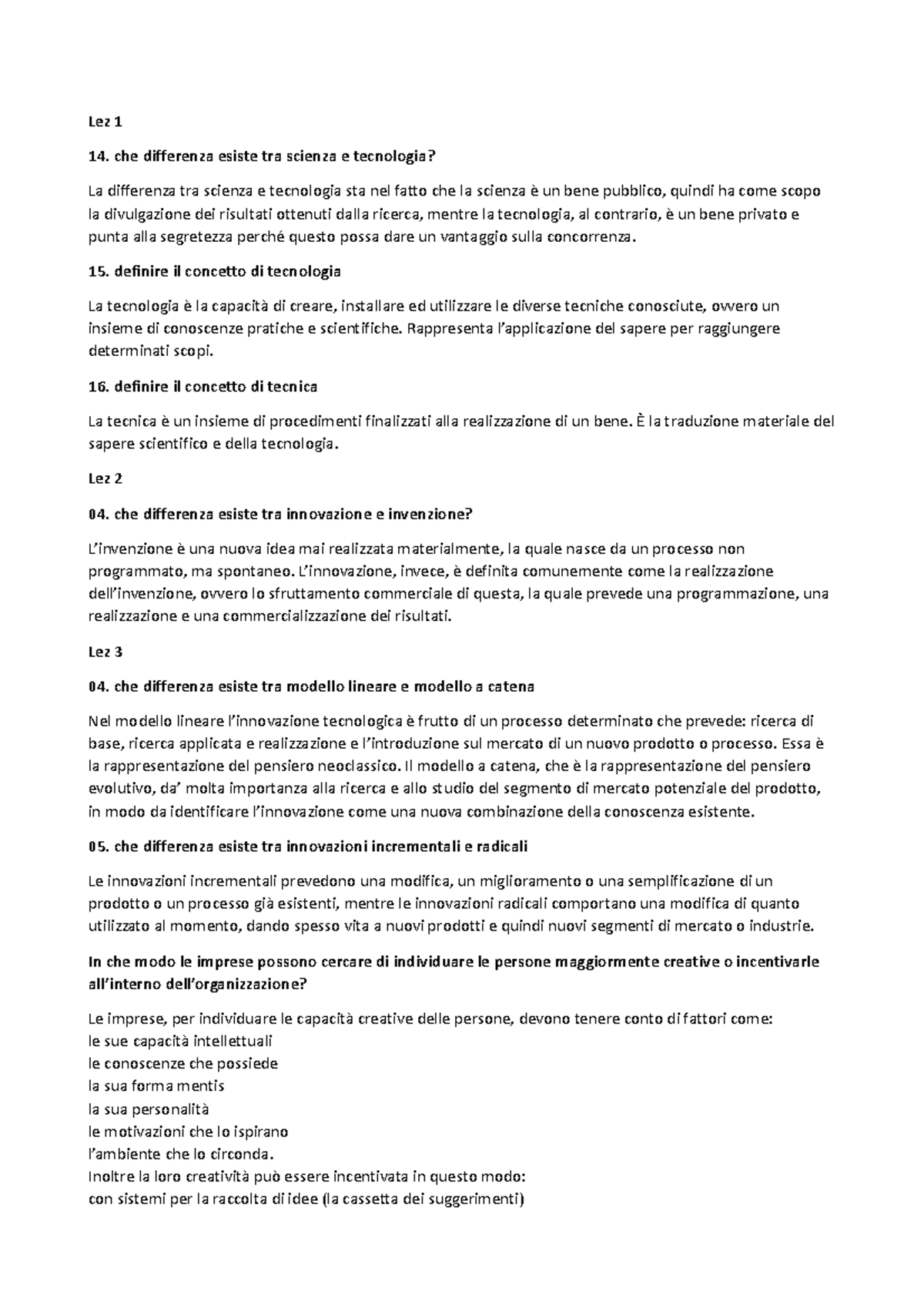 Risposte aperte 6 - Lez 1 14. che differenza esiste tra scienza e ...