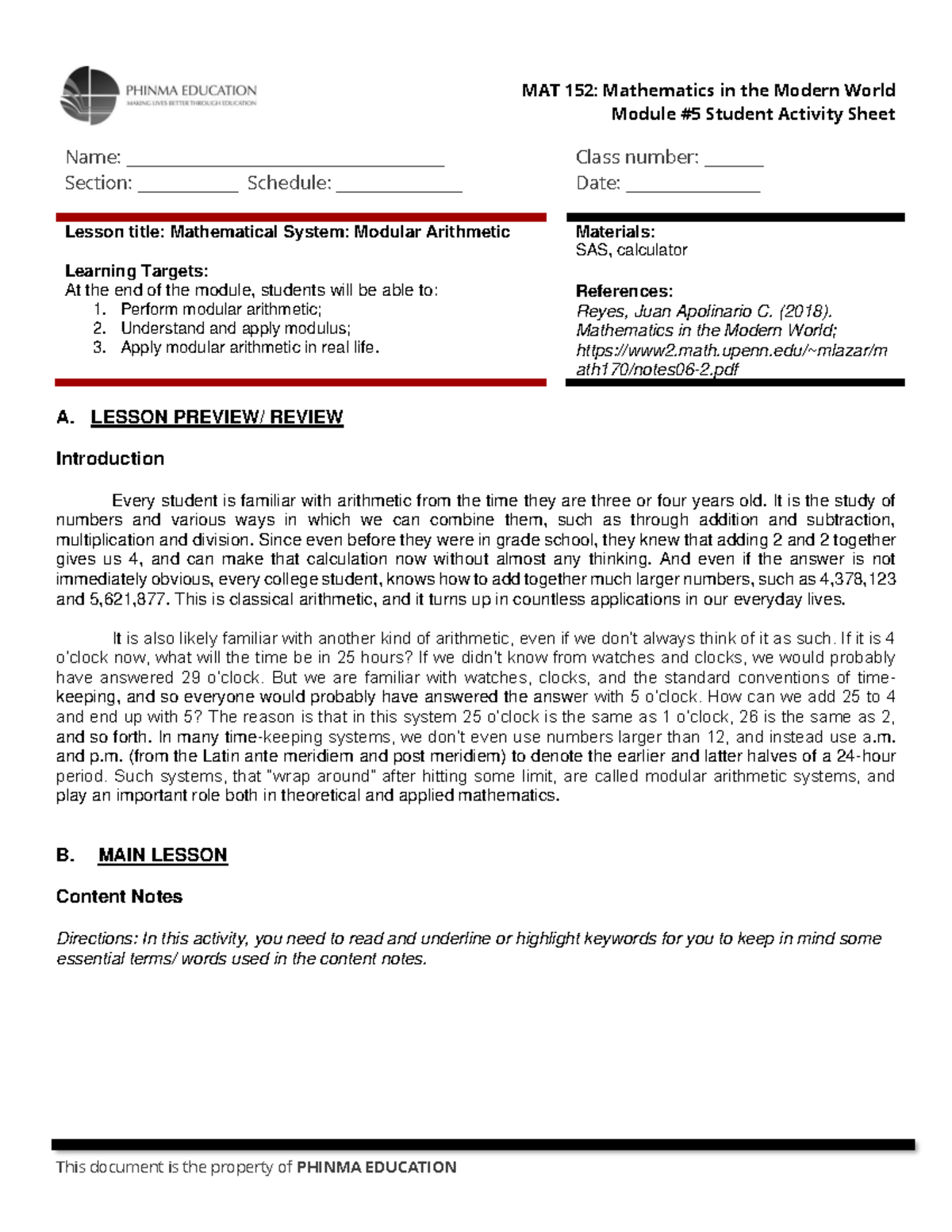 Copy of MAT 152 SAS#5 - none - Module #5 Student Activity Sheet Name ...
