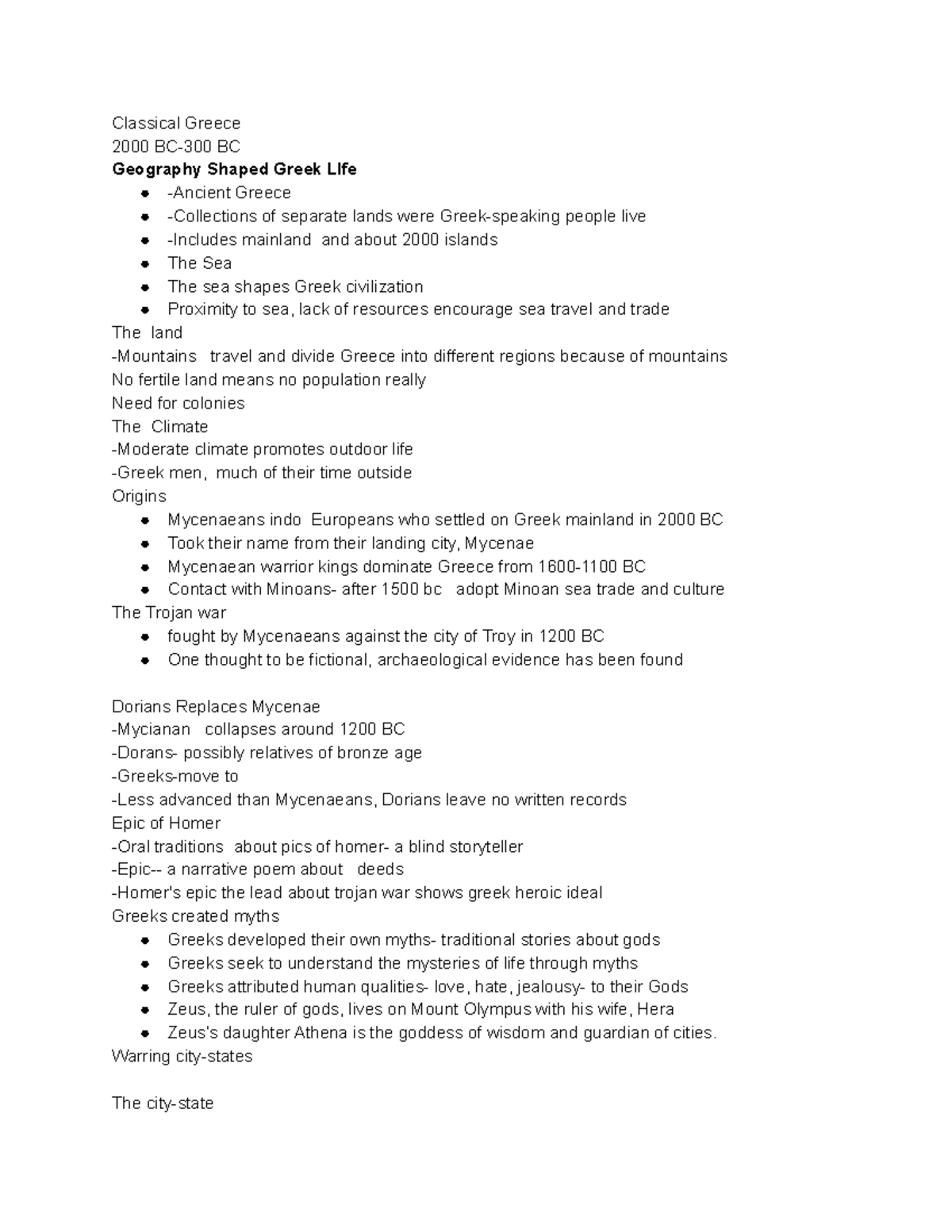 Classical Greece - These are my notes. My notes are based off of my ...