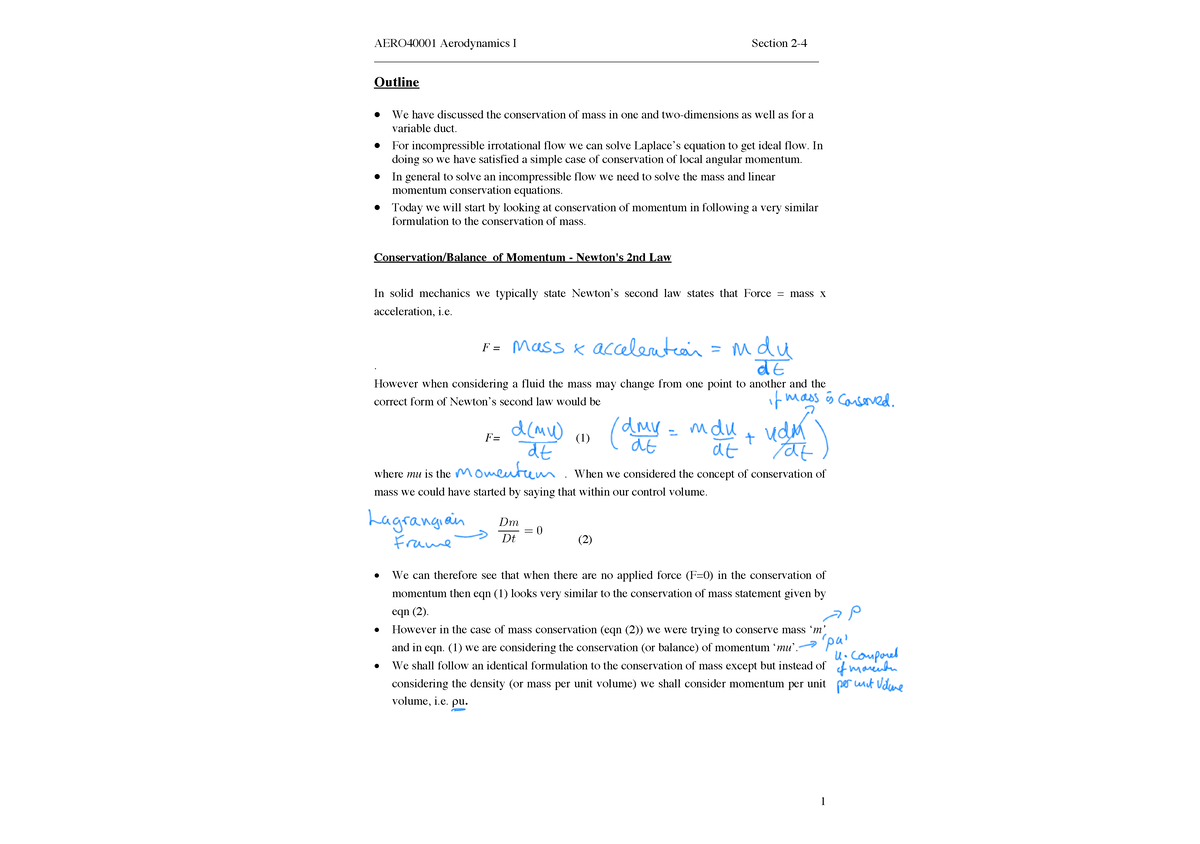 Section 2-4 - Lecture of Aerodynamics module, MEng Aeronautical Engineering - - Studocu