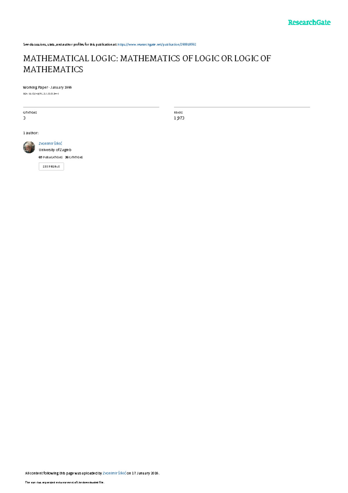 Mathematics of logic or logic of mathematics - See discussions, stats ...