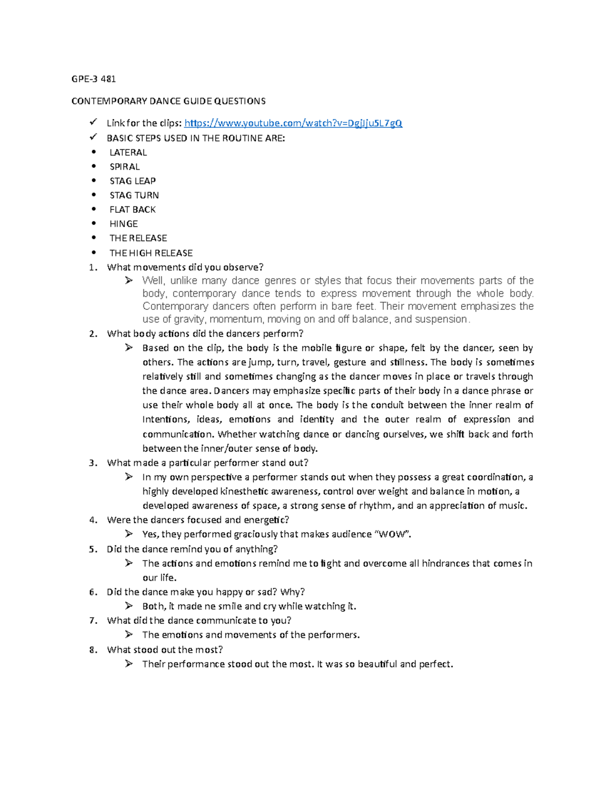 Contemporary Dance Critique - GPE-3 481 CONTEMPORARY DANCE GUIDE ...