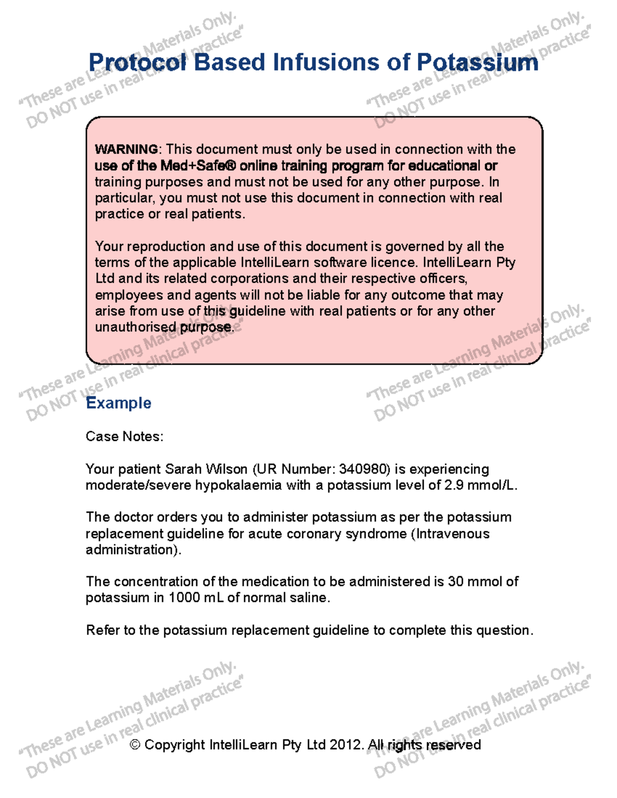 Potassuim CALC Guide - Protocol Based Infusions of Potassium Example ...