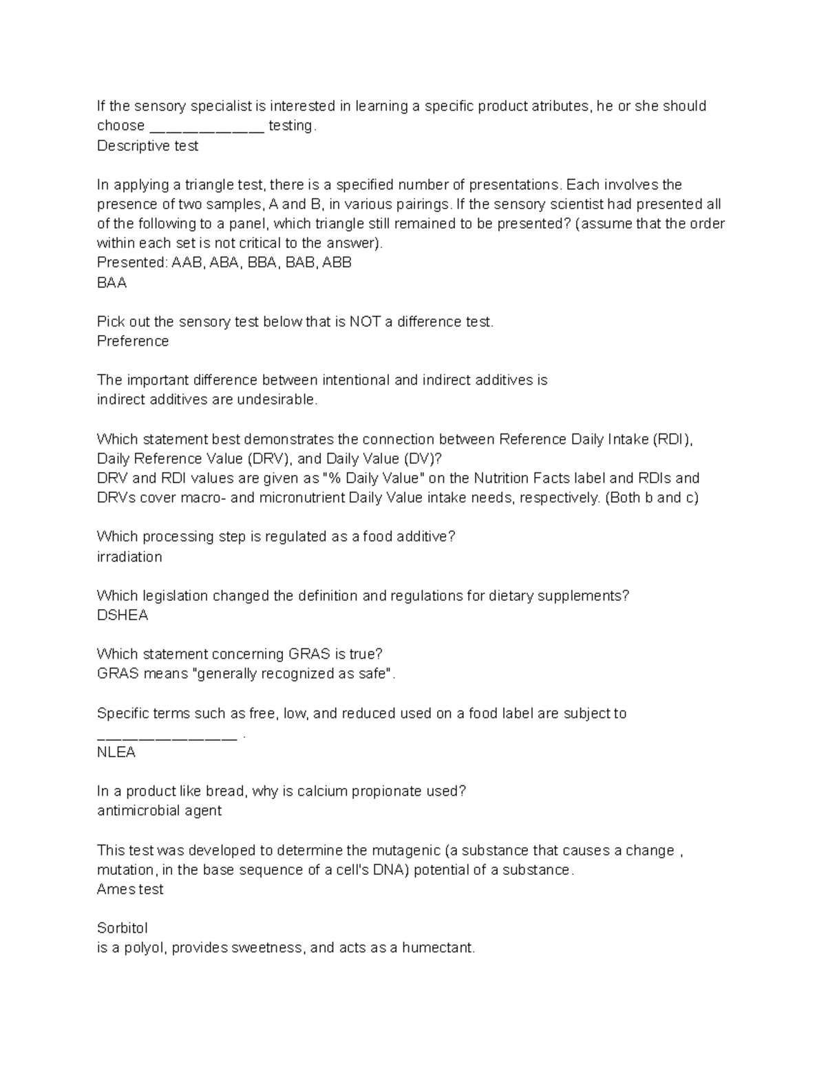 FS6 - science of food - If the sensory specialist is interested in ...