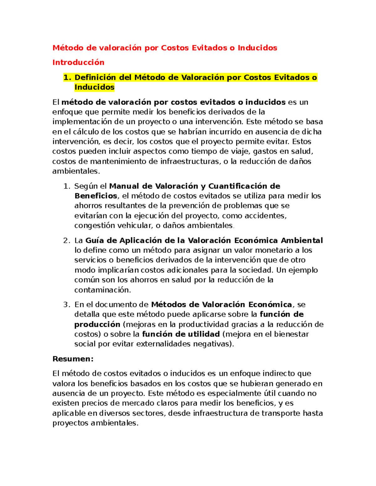 Exposicion Metodo de valoracion Cosots evti e indu - Método de ...