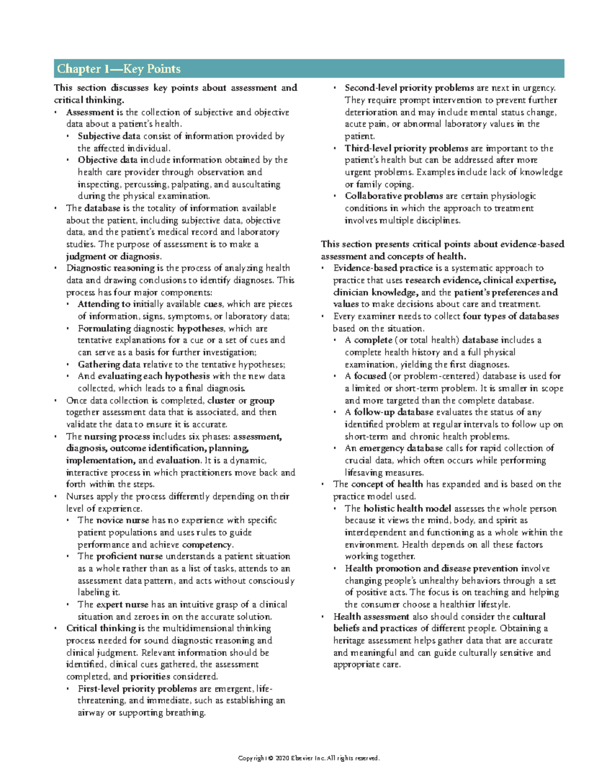 Chapter 001 - Class, key notes - Copyright © 2020 Elsevier Inc. All ...