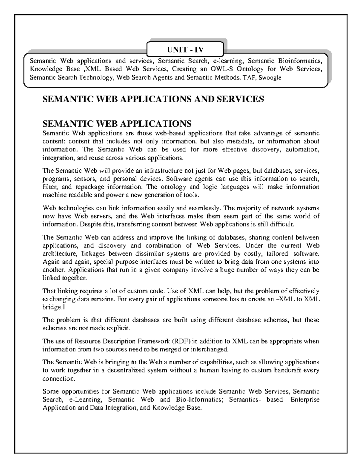 UNIT 5 - SEMANTIC WEB APPLICATIONS AND SERVICES SEMANTIC WEB ...