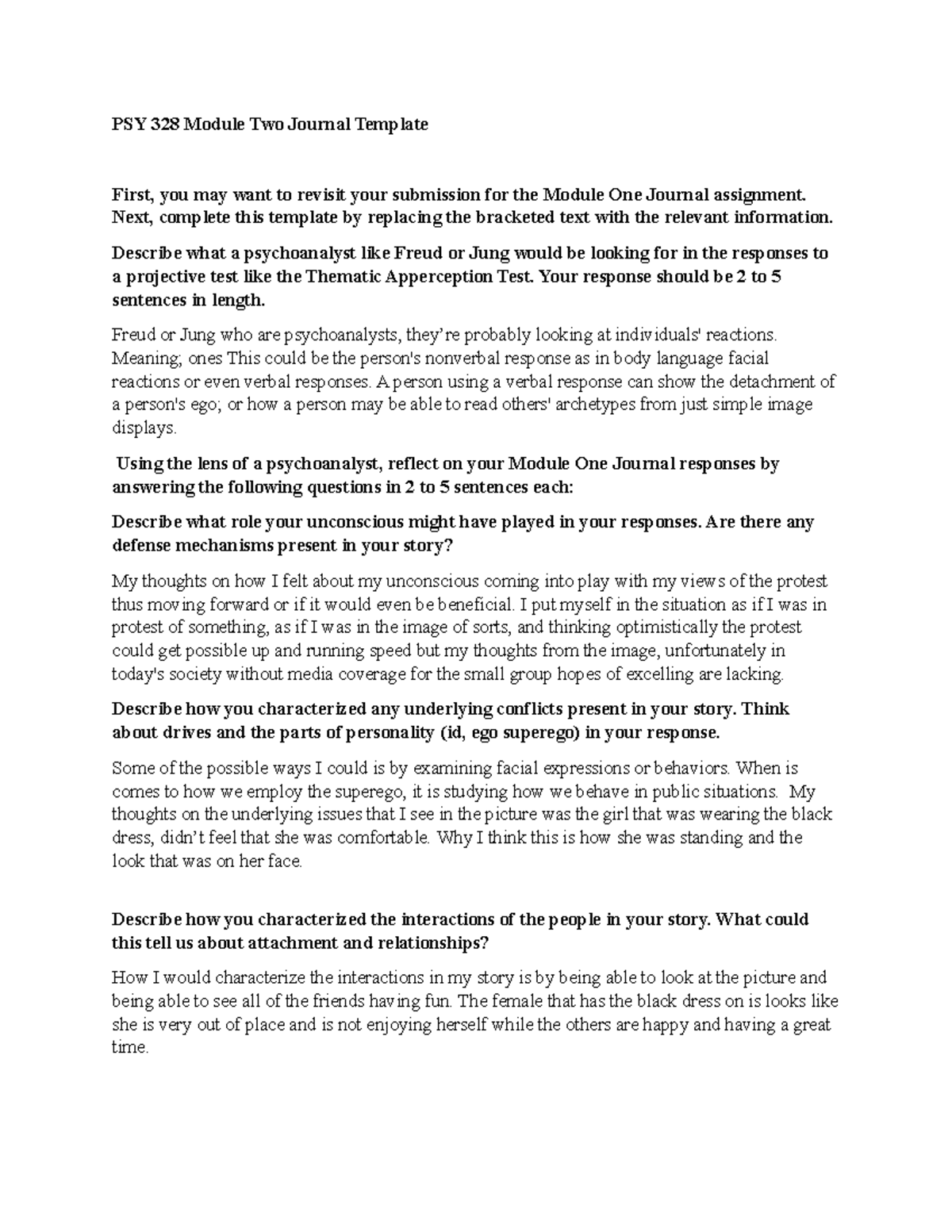 PSY 328 Module 2 Journal - PSY 328 Module Two Journal Template First ...