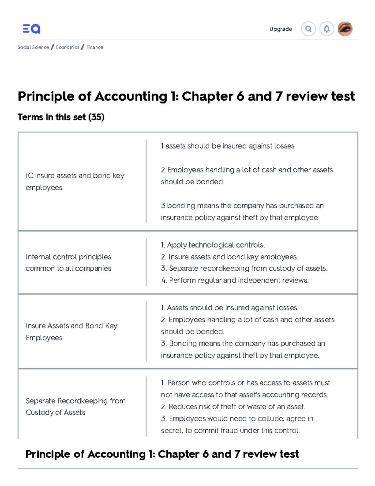 Chapter 6 and 7 test - Upgrade Principle of Accounting 1: Chapter 6 and ...