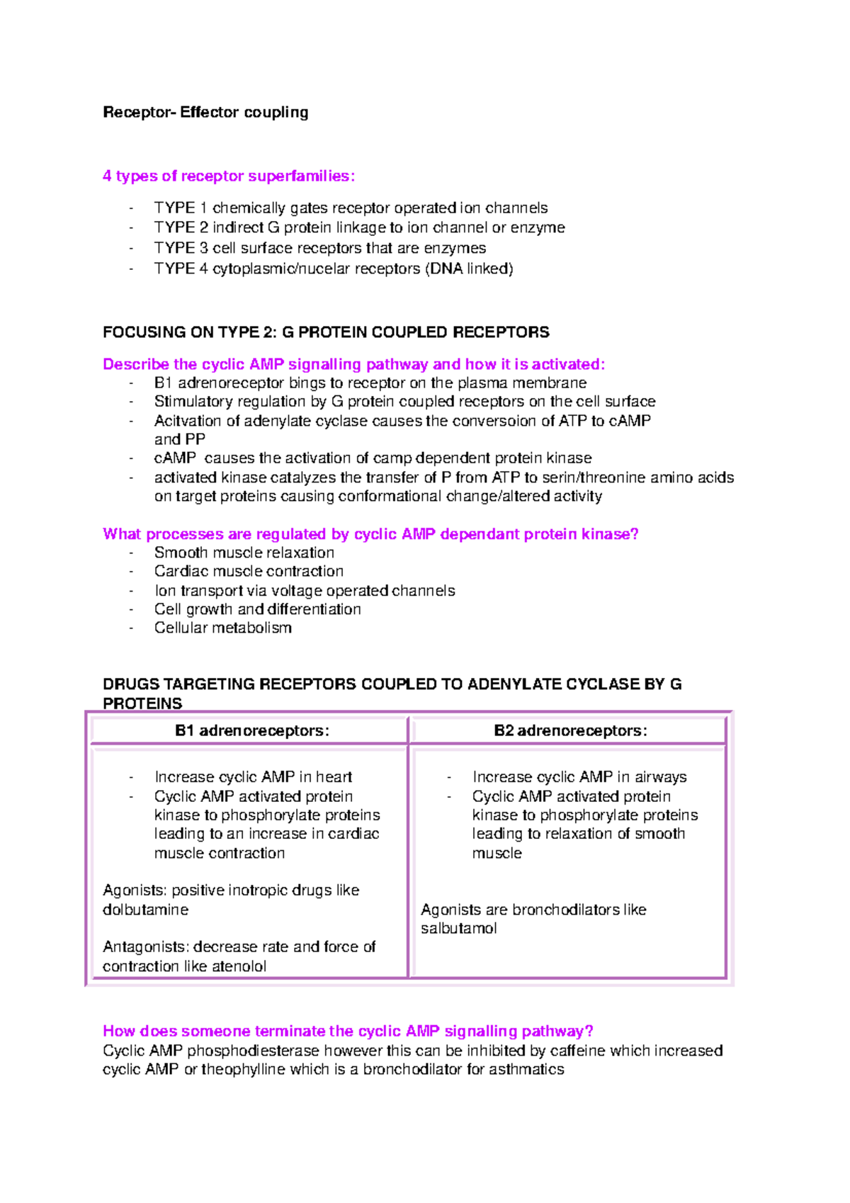 Receptor - effector coupling - Receptor- Effector coupling 4 types of ...