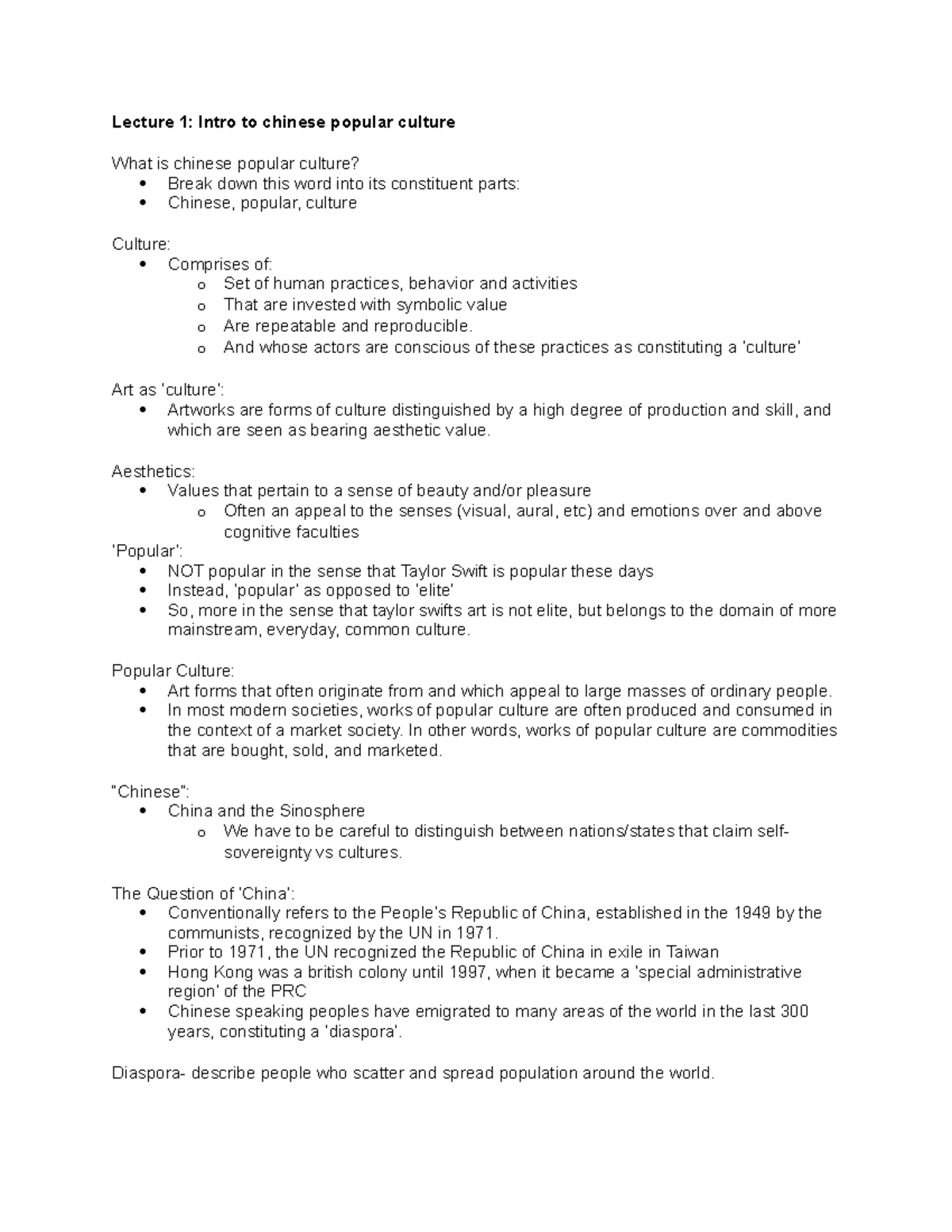 CHN152 Lecture Notes 1 15 Lecture 1 Intro To Chinese Popular