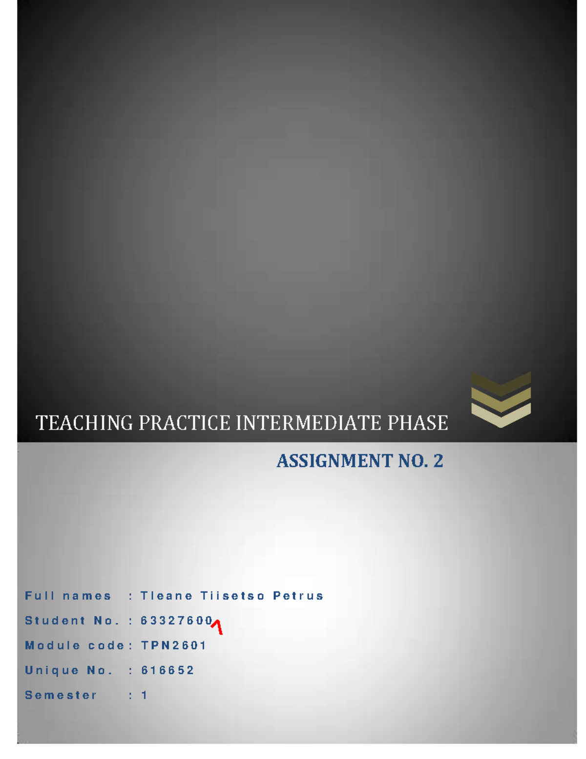 TPN2601 ASSIGNMENT 02 MARK092100 - TEACHING PRACTICE INTERMEDIATE PHASE ...