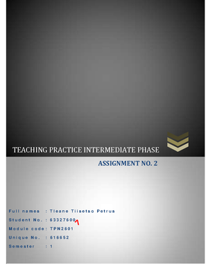TPN 2601 - Unisa - Teaching practice - Studocu