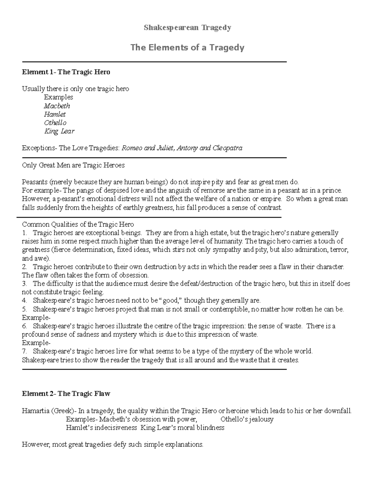 Shakespearean Tragedy Elements - For example- The pangs of despised ...