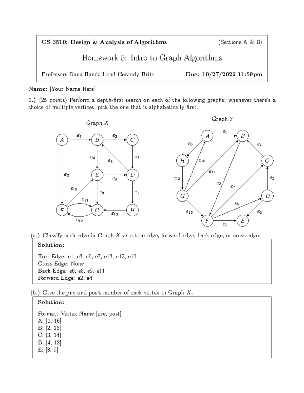 CS 3510 Fall 2022 Homework 5 Student Answers - CS 3510: Design & Analysis of Algorithms - Studocu