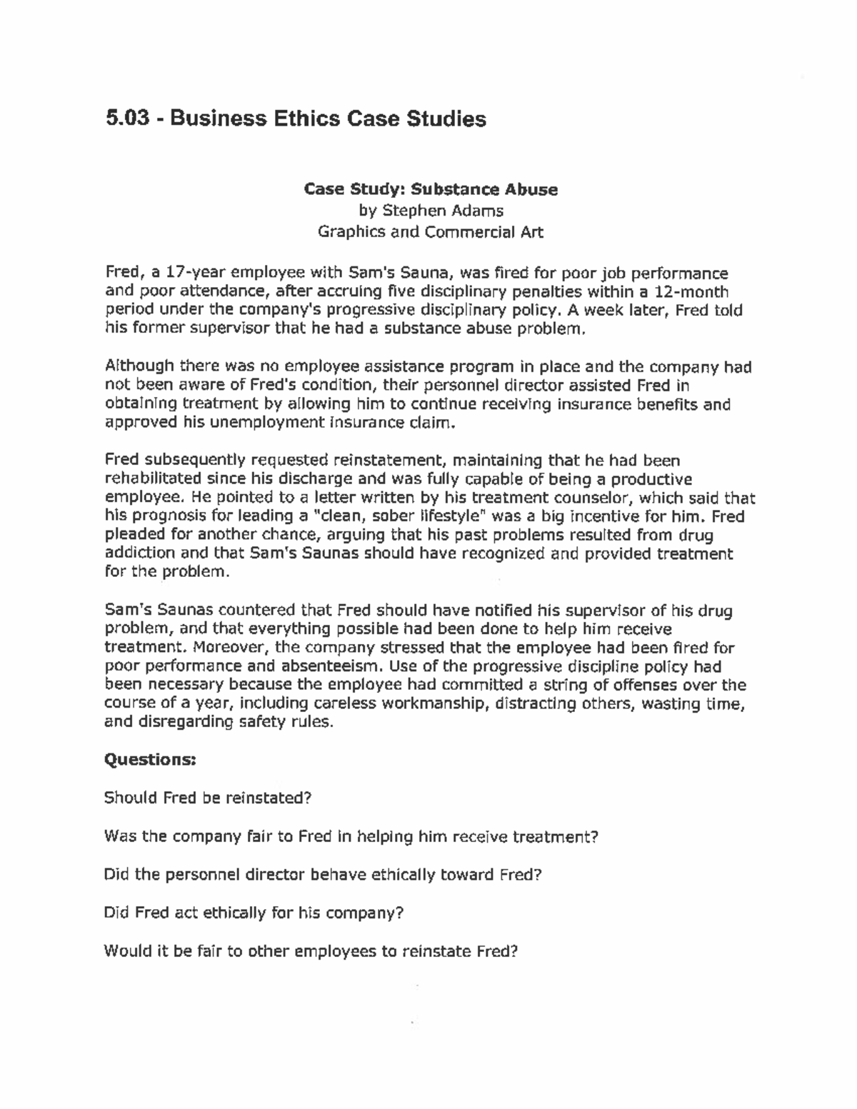 Ethics case studies - nope - Studocu