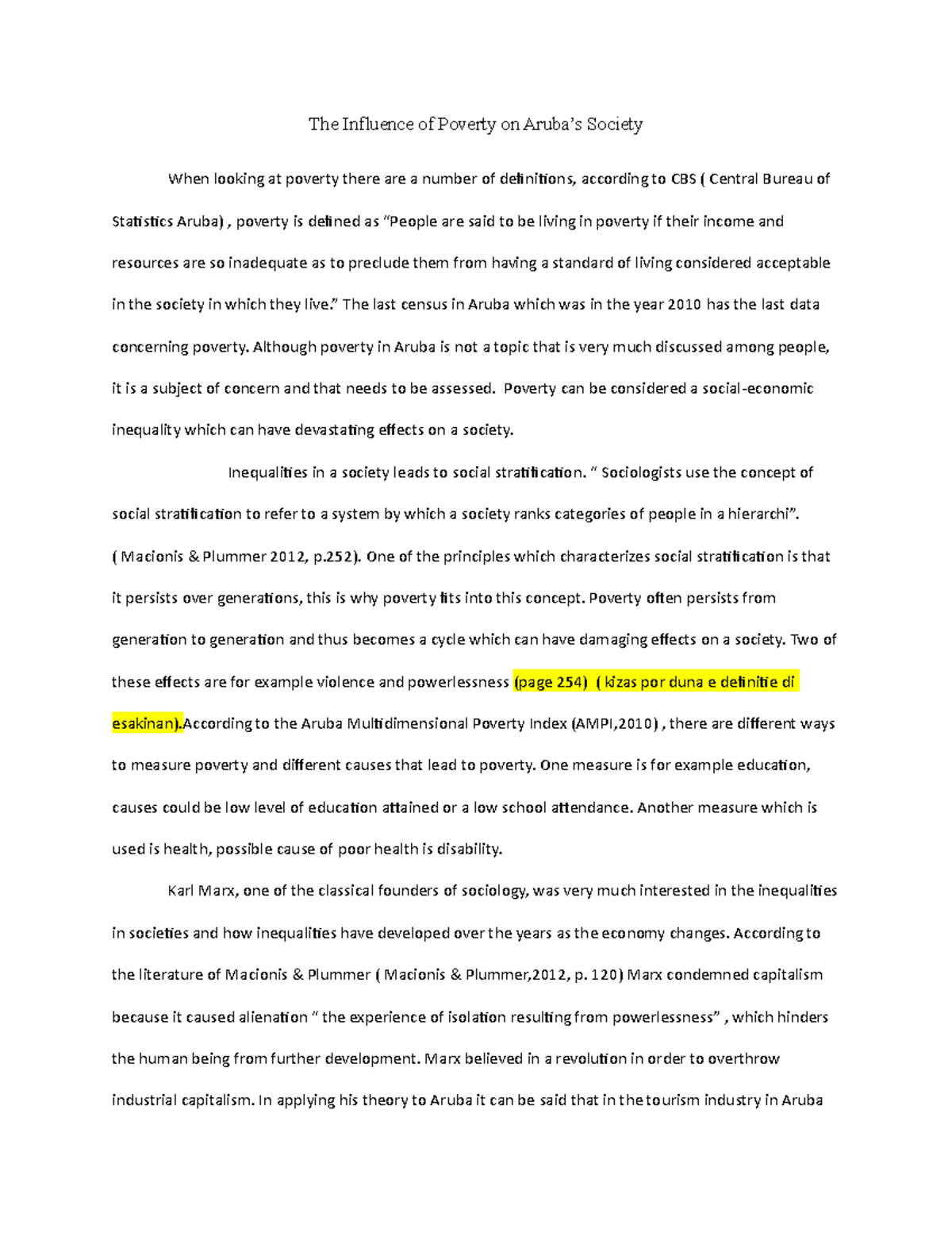 The Influence of Poverty on Aruba - ” The last census in Aruba which ...