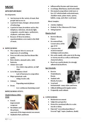 Music-of-the-20th-Century Musical-Styles-and-Composers - MUSIC OF THE ...