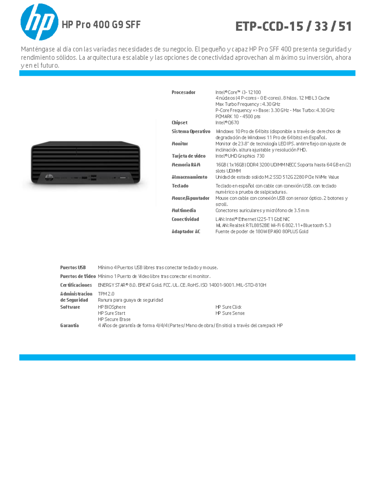 400G9SFF - 35980296 - ETP-CCD-15 33 51 - ETP-CCD-15 / 33 / 51 ...