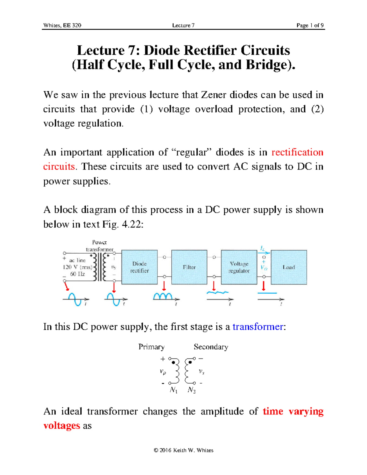 Rectifier - AAAAAA - ####### © 2016 Keith W. Whites Lecture 7: Diode ...
