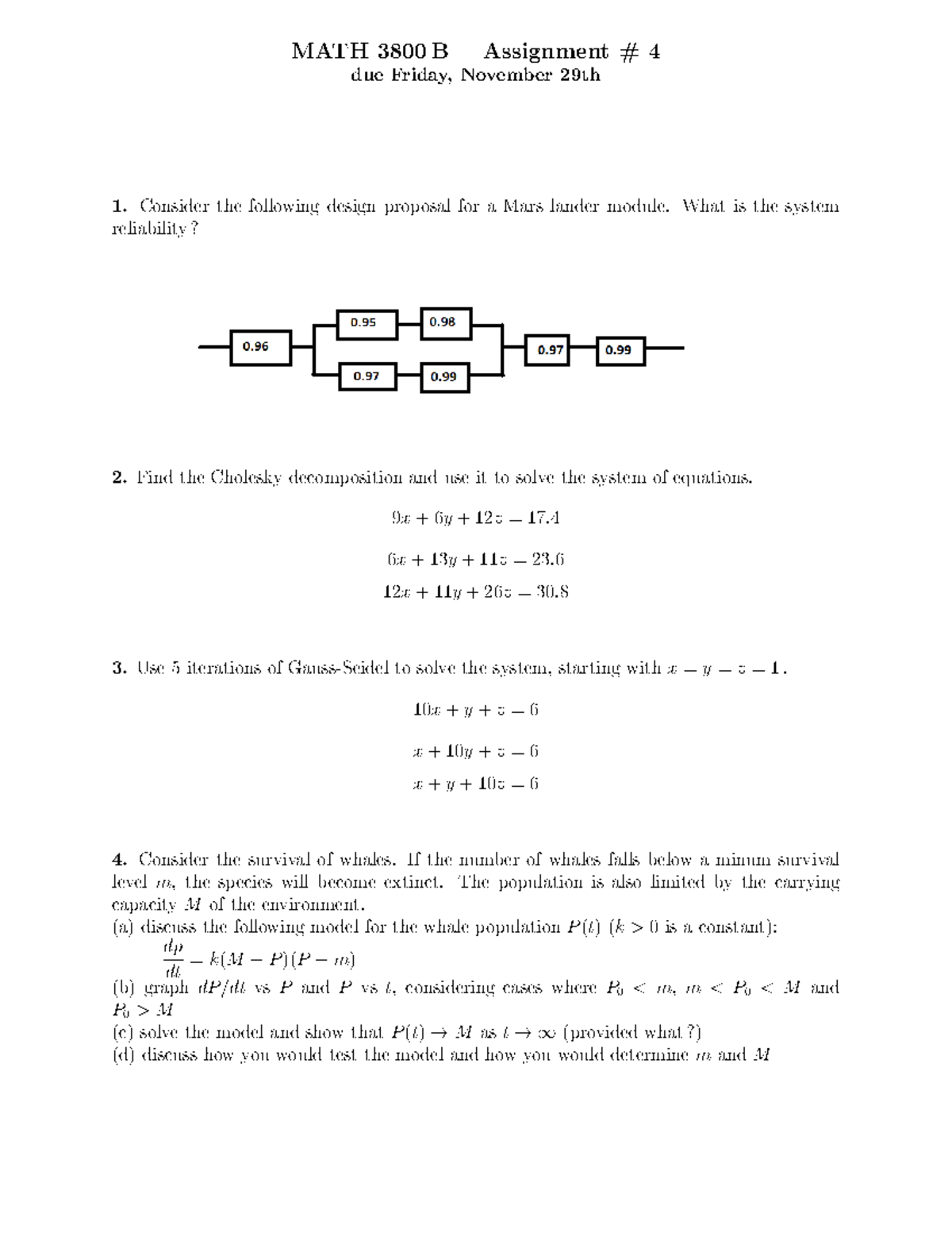 MATH 3800 - Assignment 4 - ss ♥♠ ♥t★ r ② ♦ ♠ r t - Studocu
