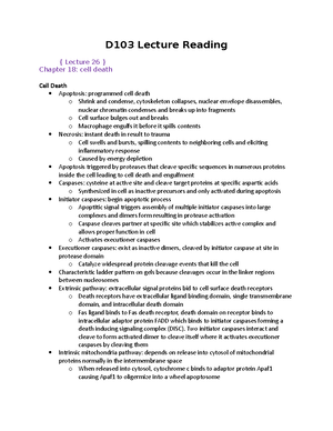 D103 RG Lecture 27 - reading guide notes - D103 Cell Biology Reading ...