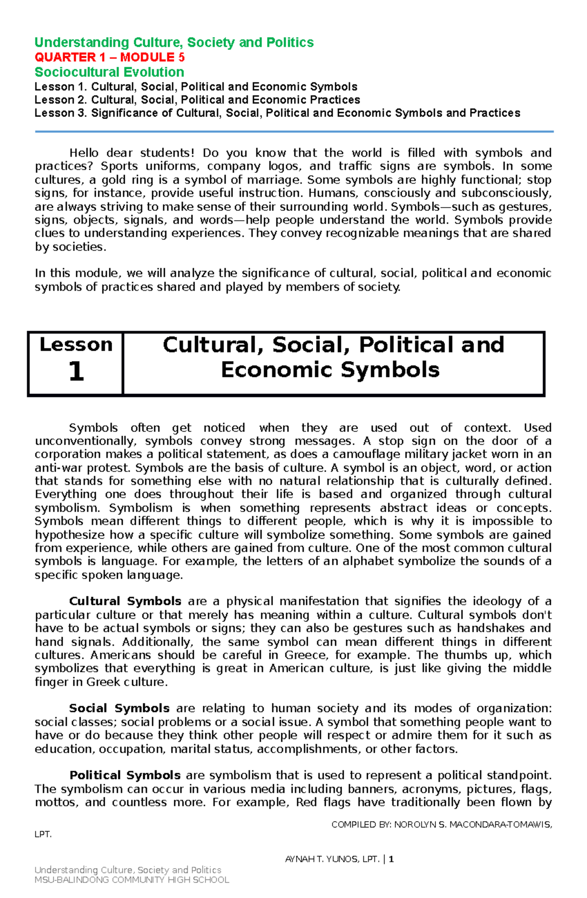 Understanding Culture week - Understanding Culture, Society and ...