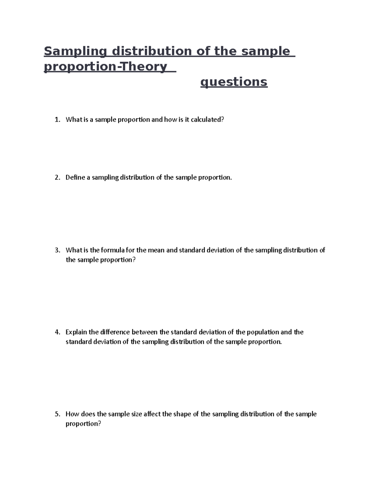 Sampling distribution of the sample proportion-Theory - What is the ...