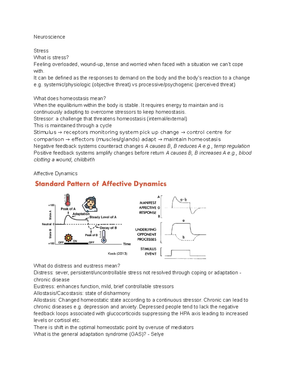 Neuroscience PSYC2015 - Neuroscience Stress What is stress? Feeling ...
