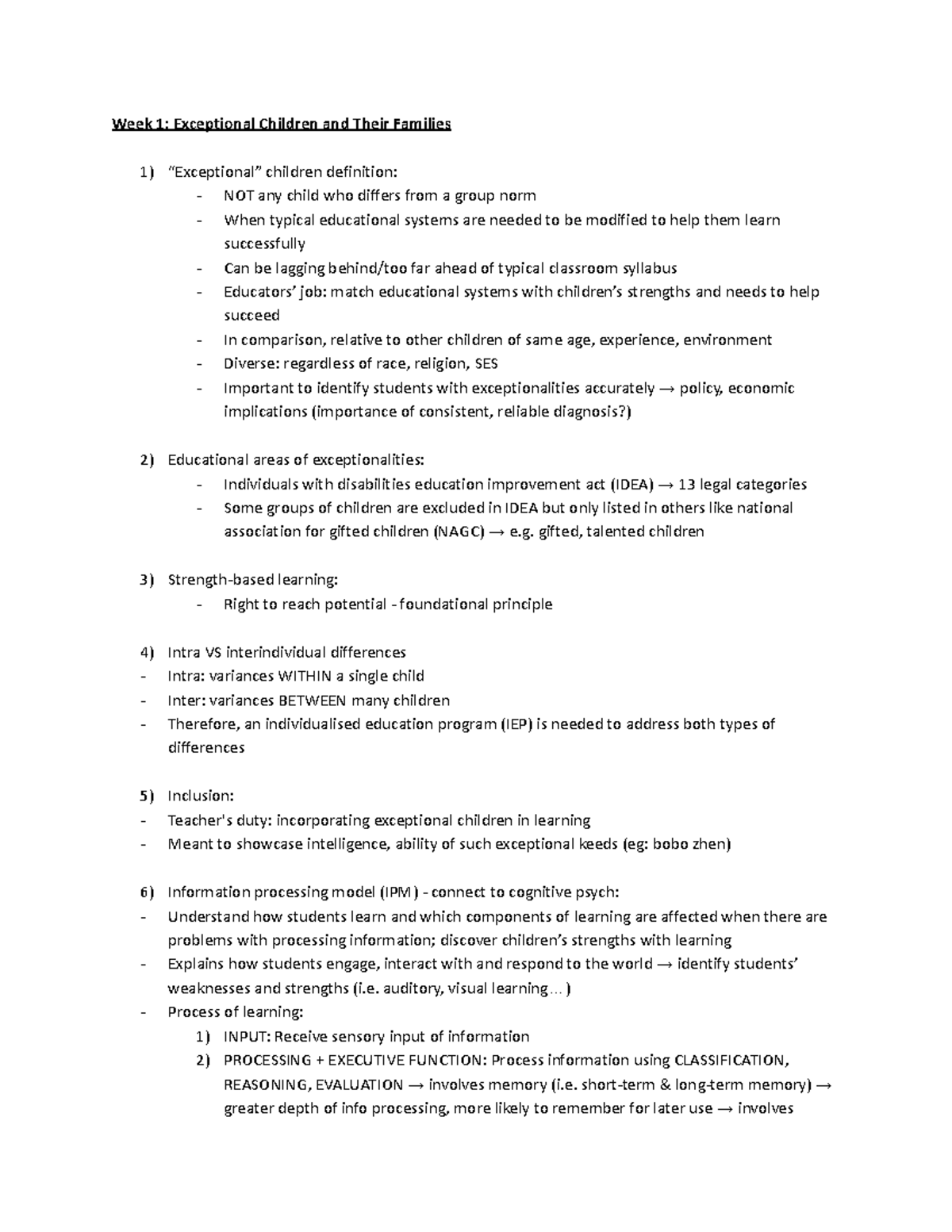 Psychol 2043A - Chapter 1 summary - Children and Youth with ...