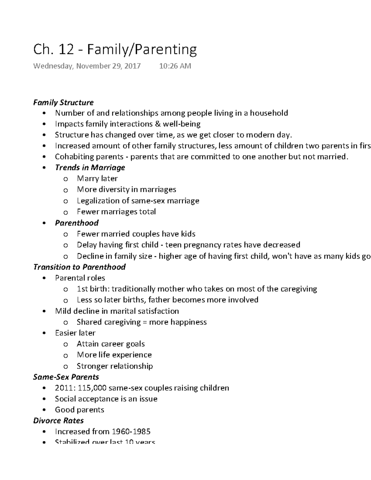 Ch. 12 - Family Parenting - Ch. 12 - Family/Parenting Wednesday ...