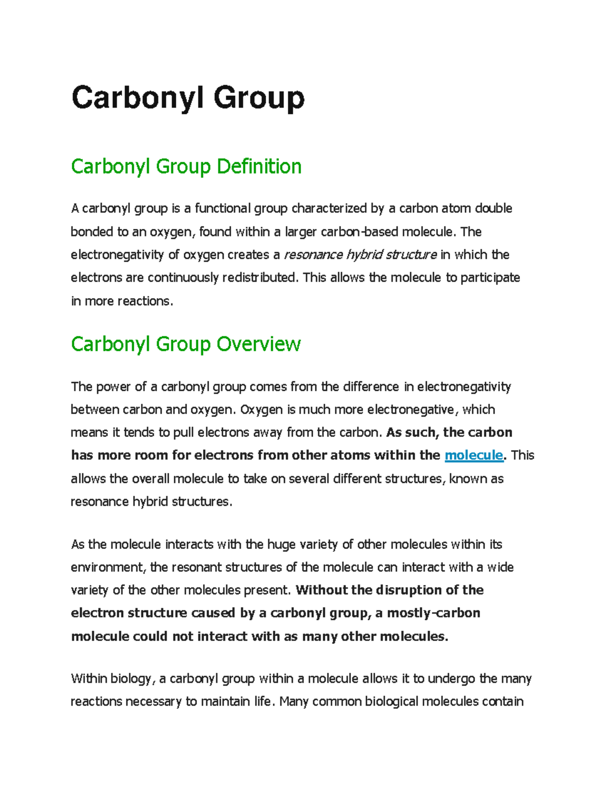 Carbonyl Group - Carbonyl Group Carbonyl Group Definition A carbonyl ...