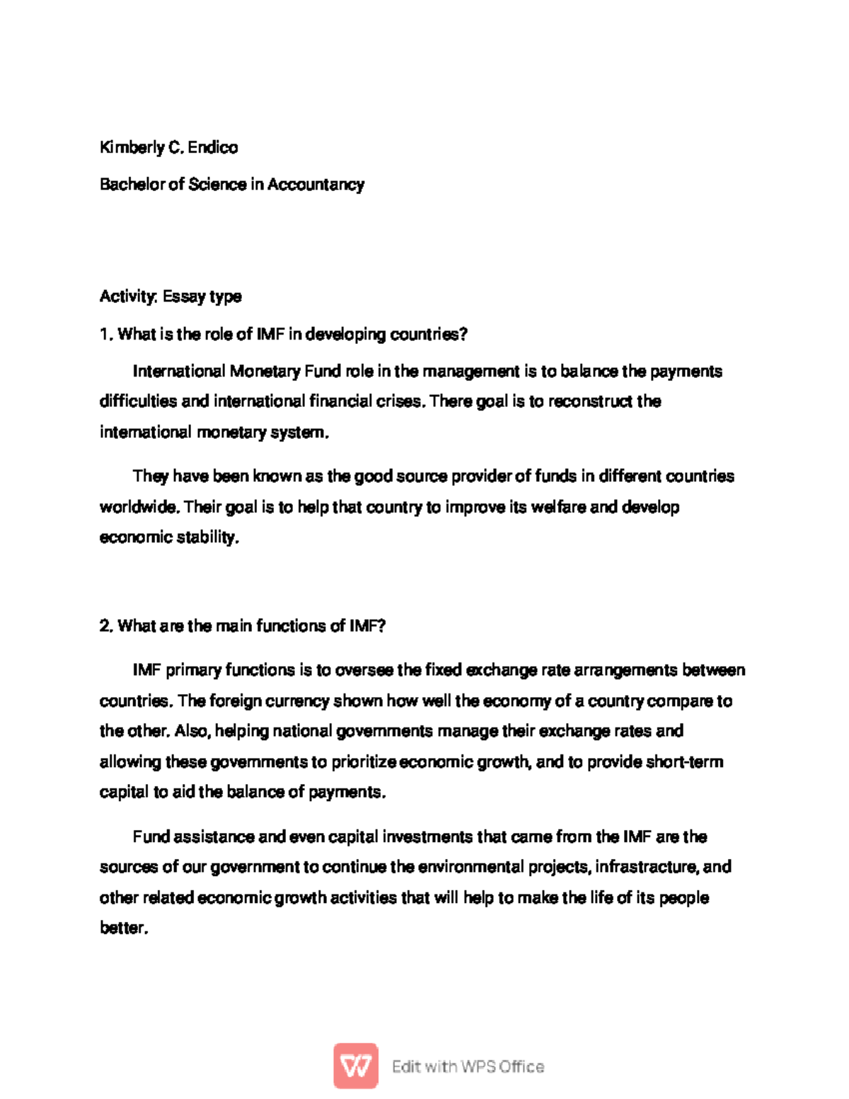 Las finals - Notes - Kimberly C. Endico Bachelor of Science in ...