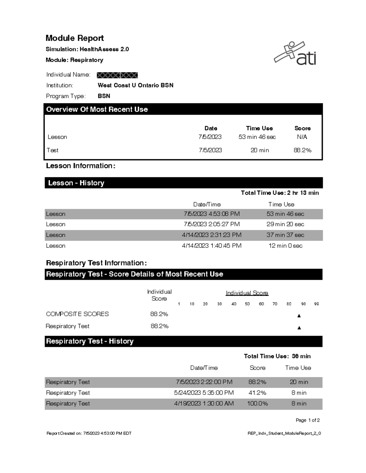 Resp - ati - Module Report Simulation: HealthAssess 2. Module ...