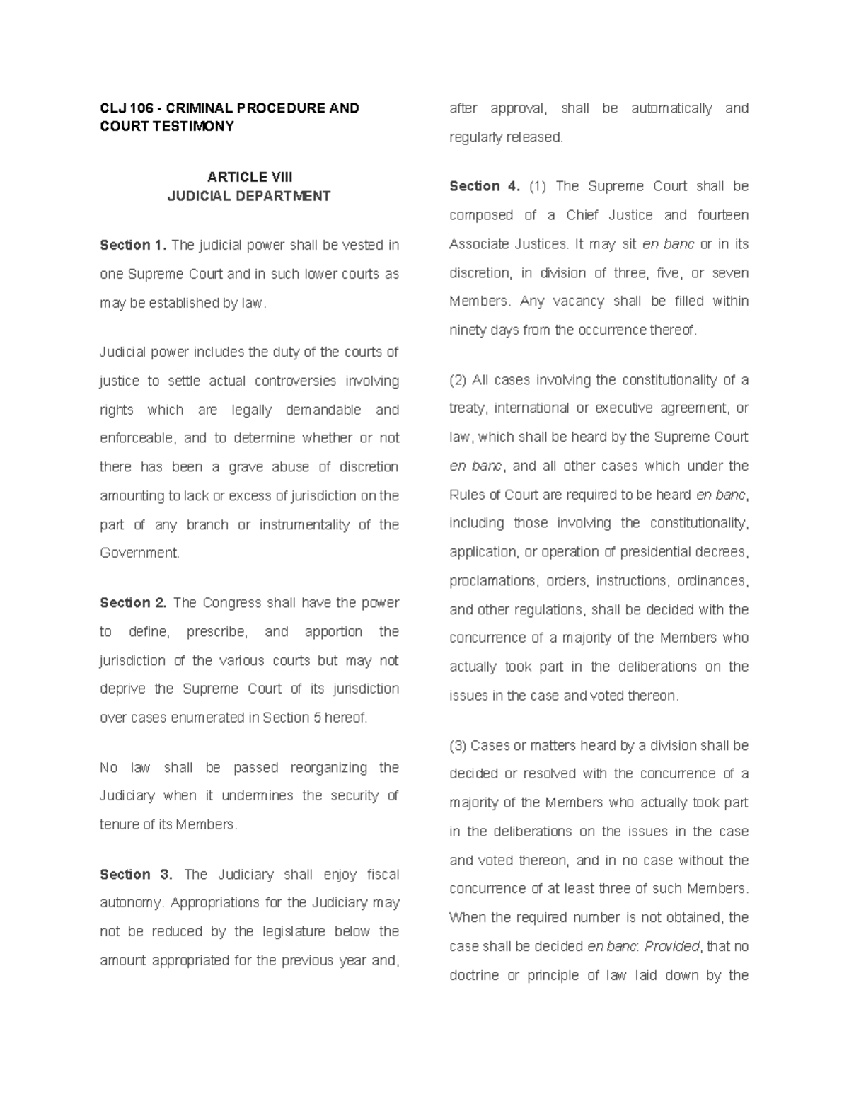 Remedial Law - Case Digest - CLJ 106 - CRIMINAL PROCEDURE AND COURT ...