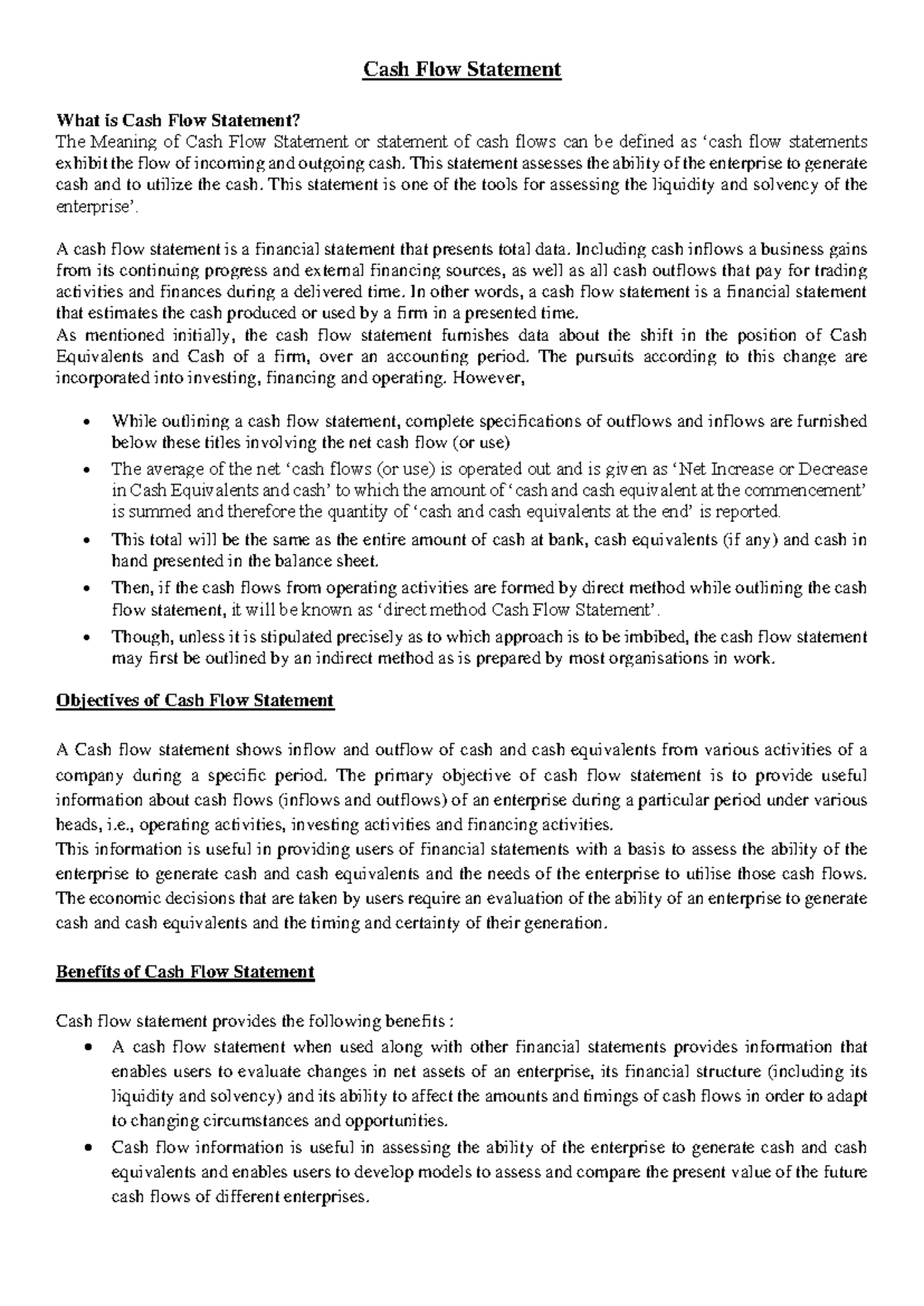 Cash Flow Statement Notes - Cash Flow Statement What is Cash Flow ...