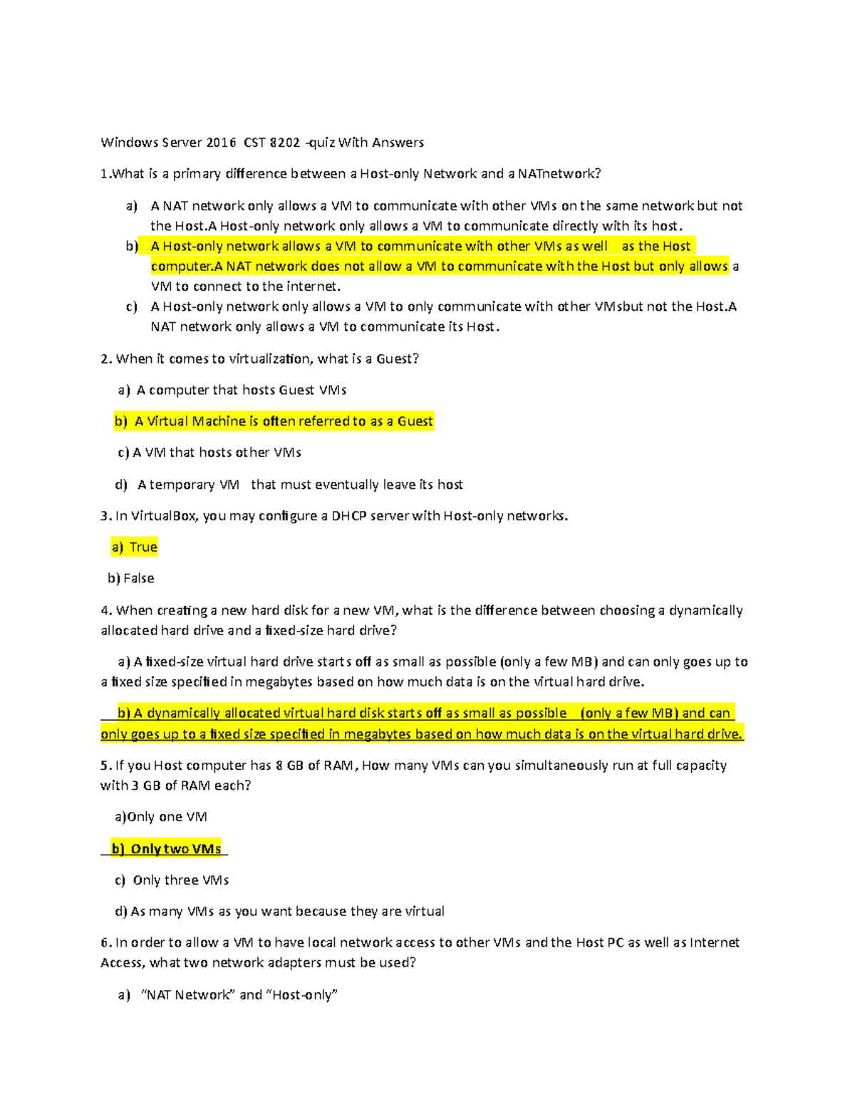Windows Server 2016 CST 8202 - Windows Server 2016 CST 8202 -quiz With ...
