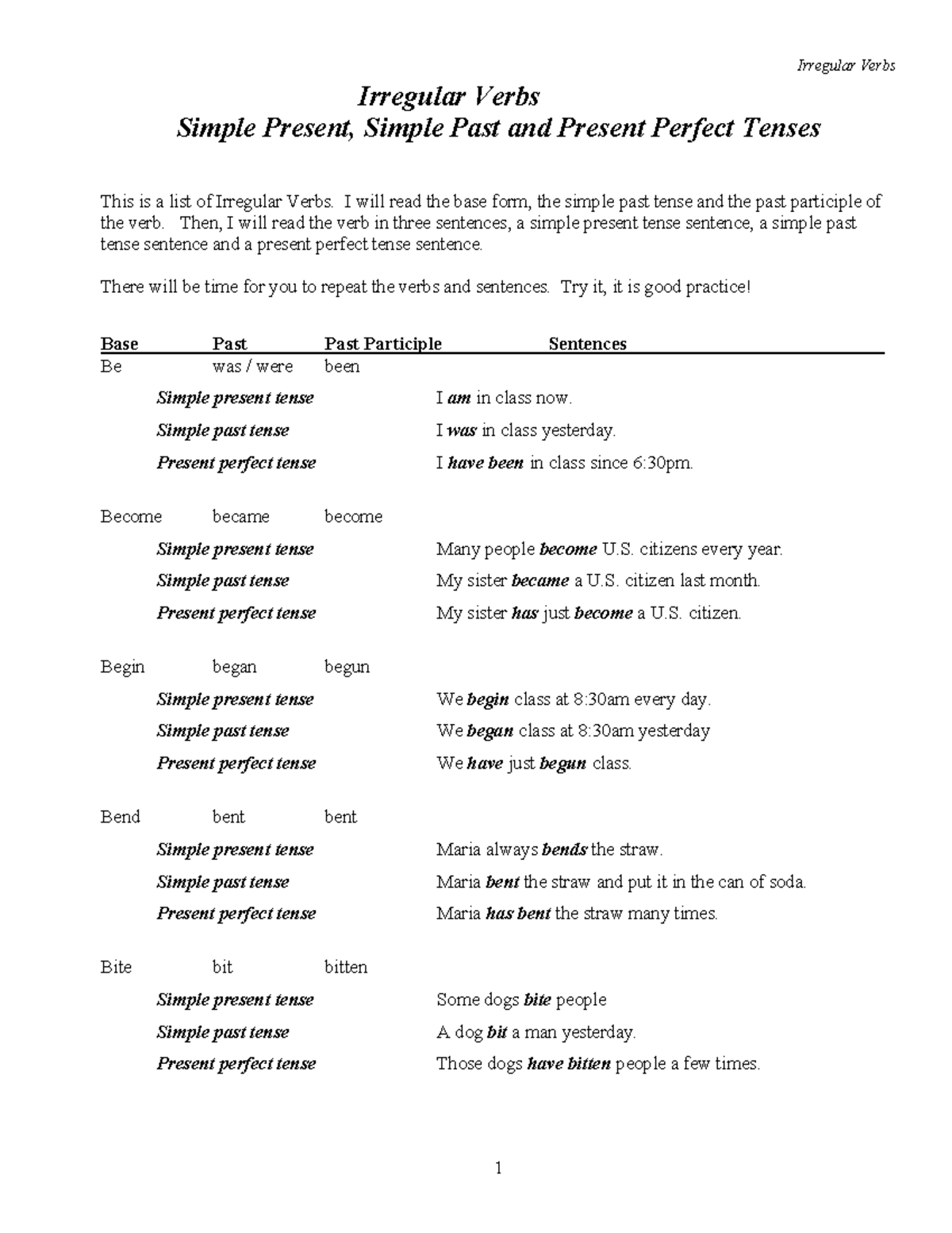 5-6present perfect cd-irregular - Irregular Verbs Simple Present ...