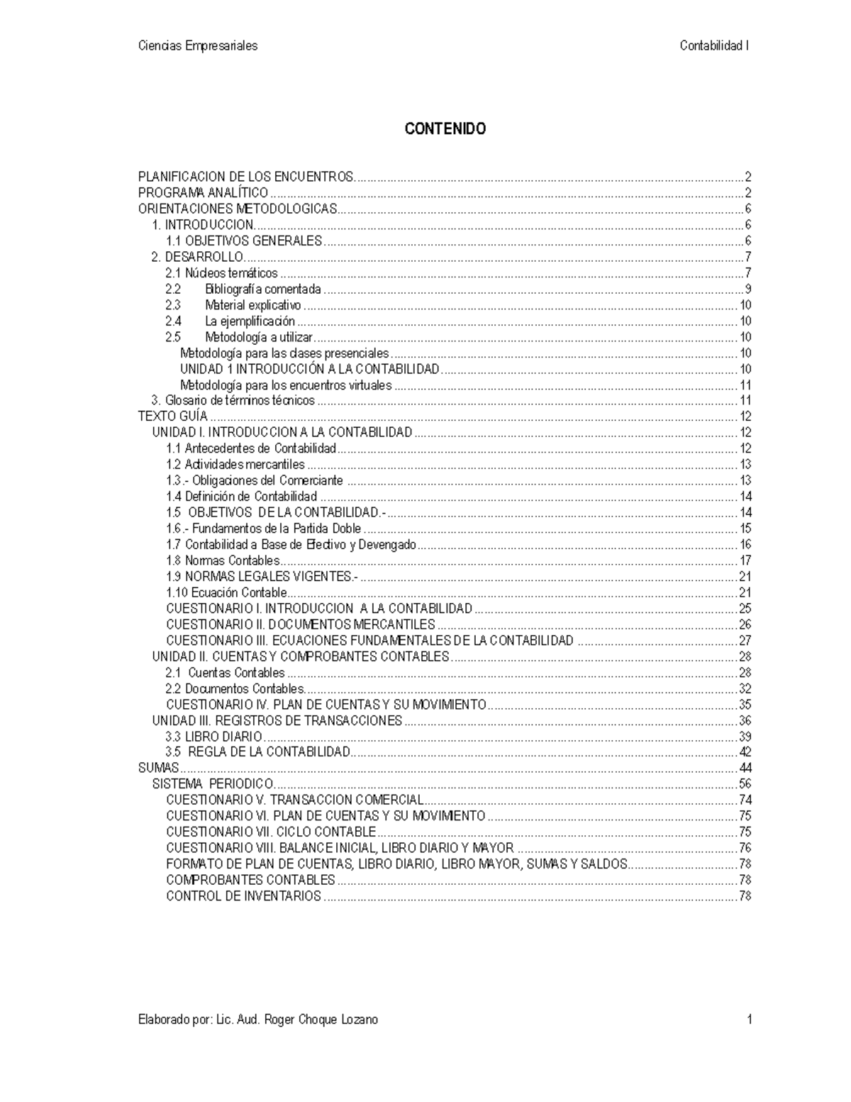 Contabilidad I - manual - CONTENIDO PLANIFICACION DE LOS - Studocu