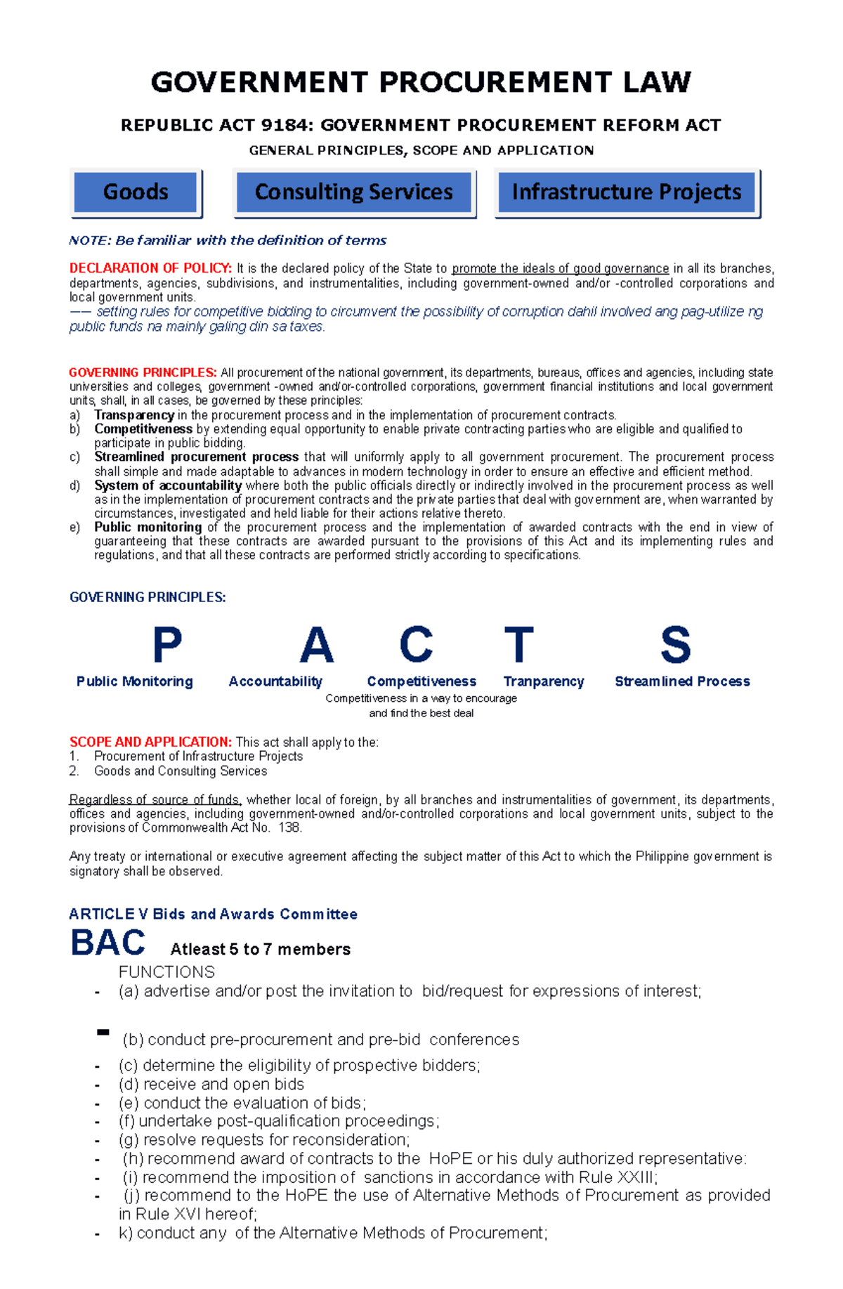 Government-Procurement-Law - GOVERNMENT PROCUREMENT LAW REPUBLIC ACT ...