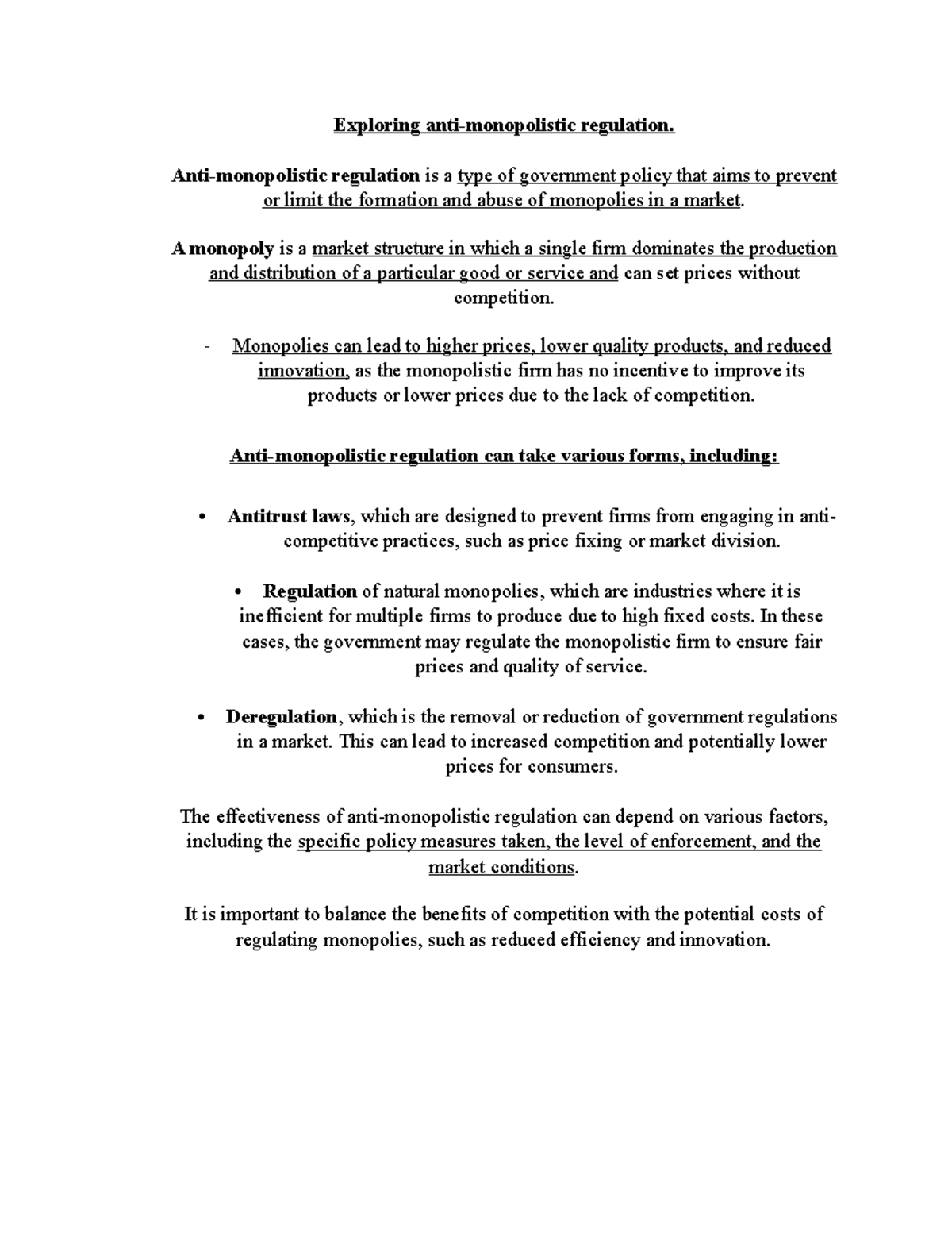 Document 87 (21) - Exploring anti-monopolistic regulation. - Exploring ...