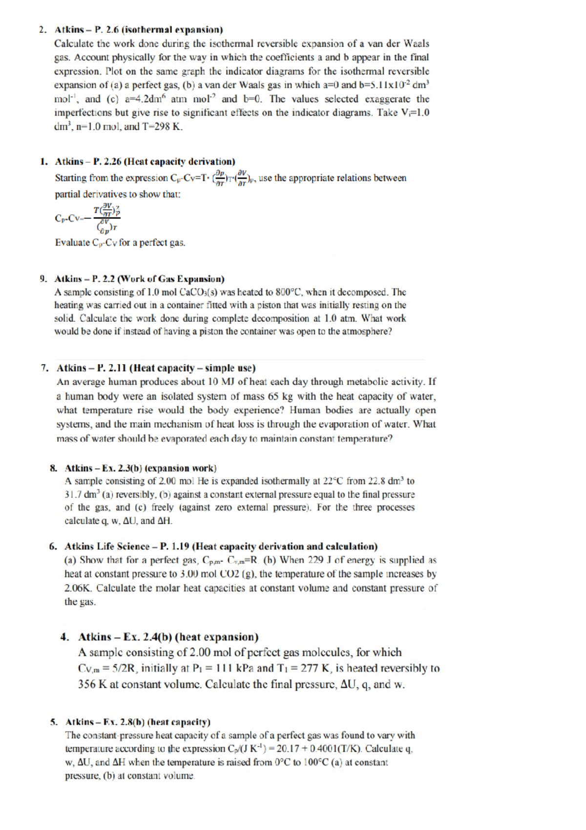 practice questions for thermodynamics in chemistry - CEM2005W - UCT ...