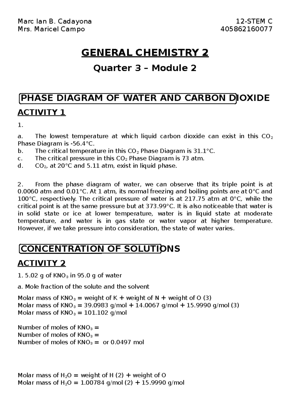 CHEM Q3 WEEK 2 - Hellooooooo - Marc Ian B. Cadayona 12-STEM C Mrs ...