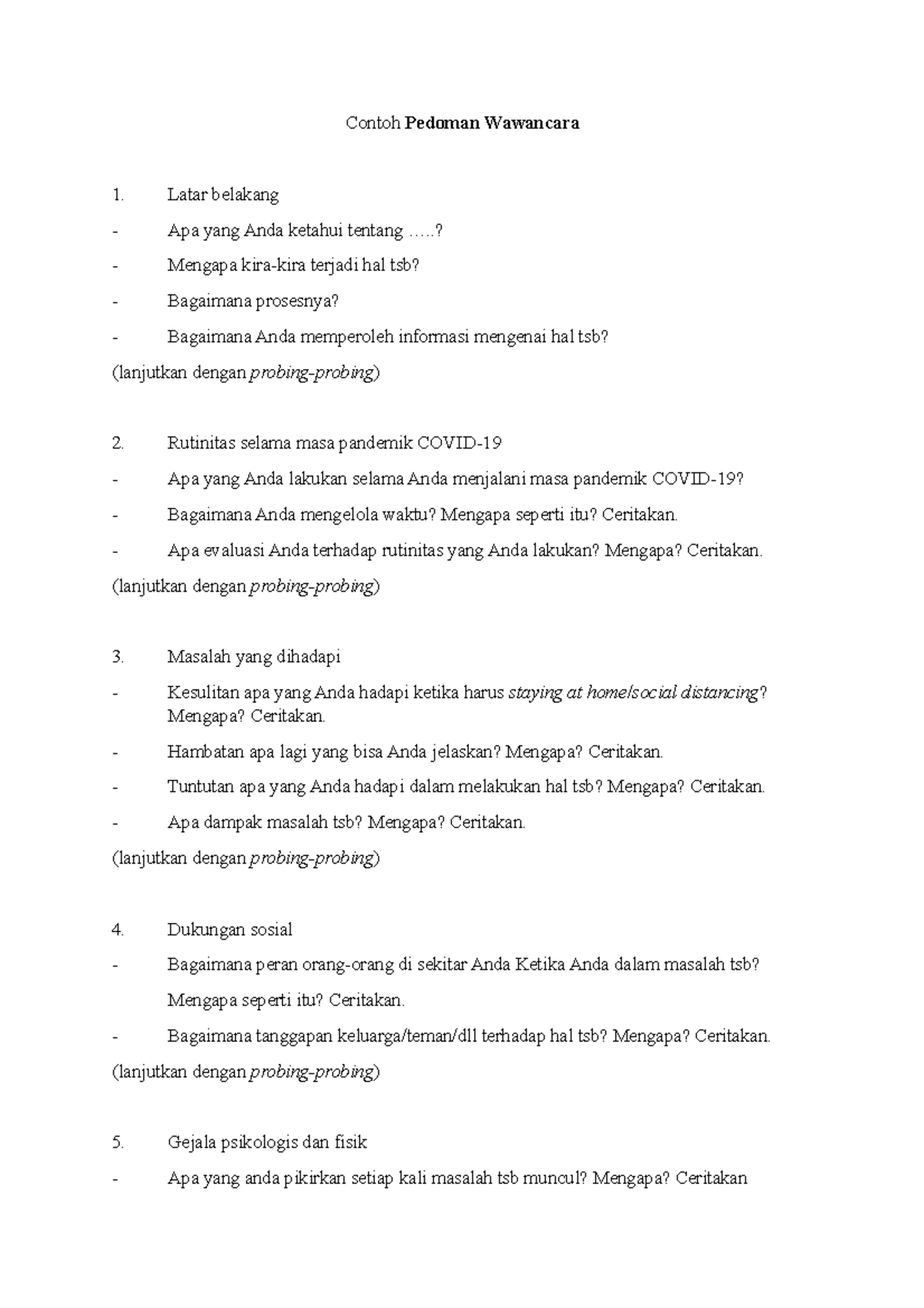 Contoh Pedoman Wawancara - Contoh Pedoman Wawancara Latar belakang Apa ...