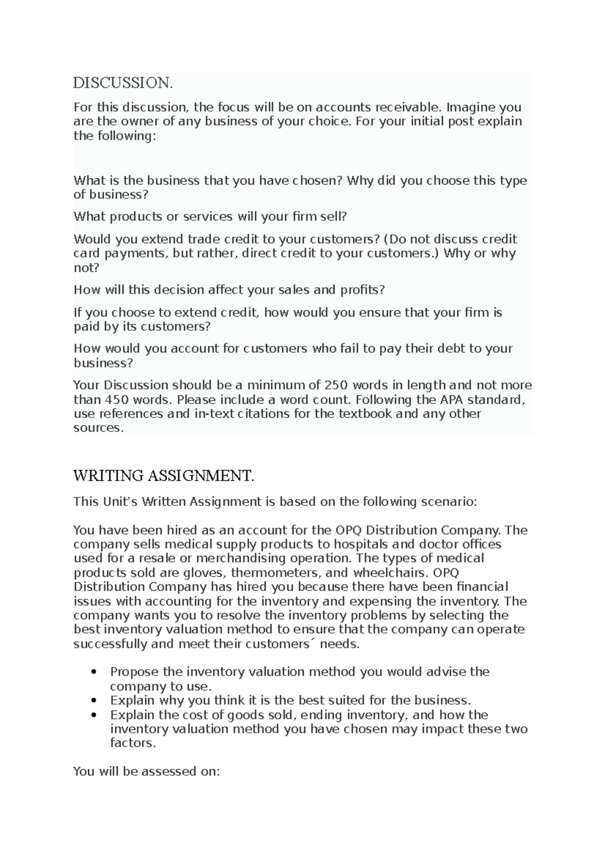 Discussion - A rough draft of the assignment to give direction on the ...