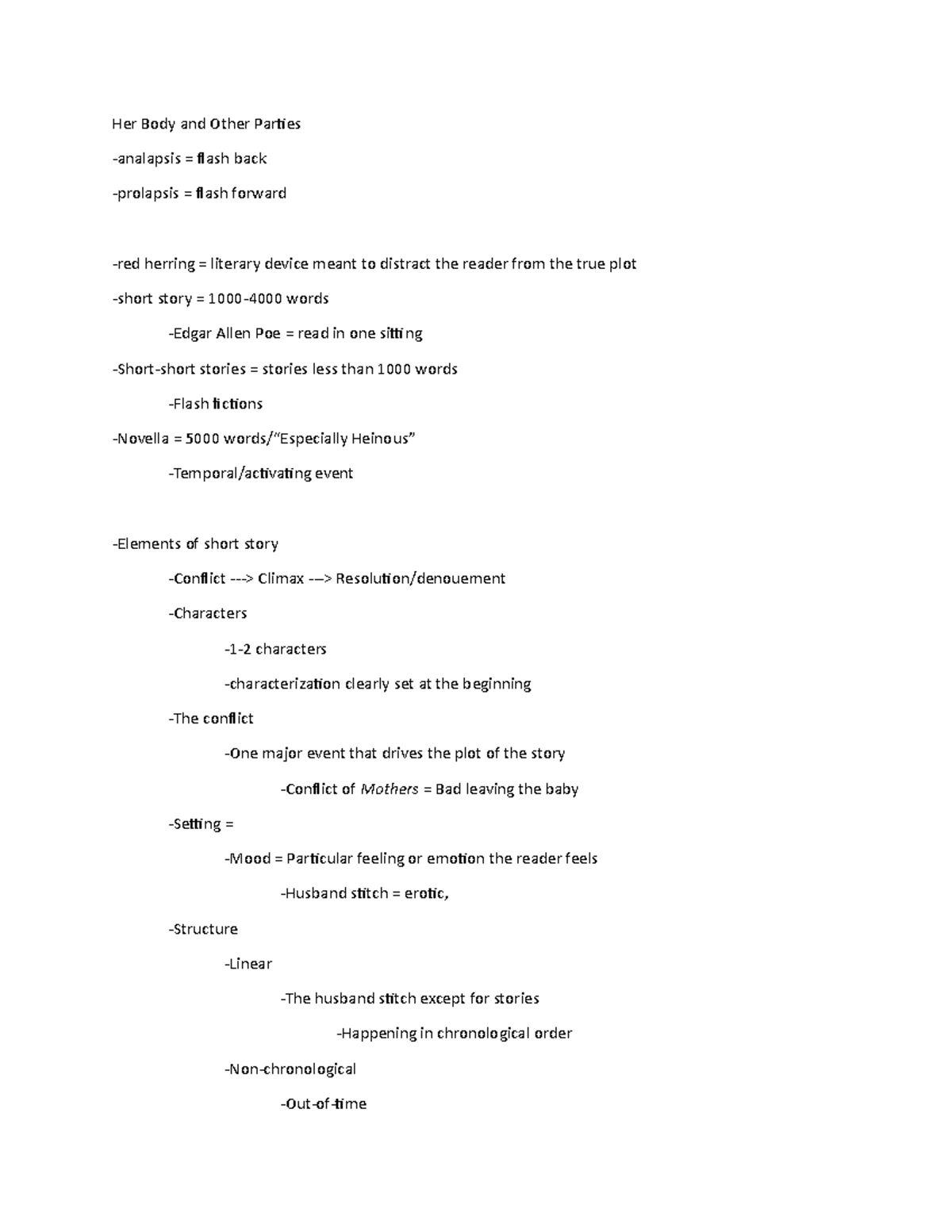 Lit Notes (Body Troubles Focus) - Her Body and Other Parties -analapsis ...